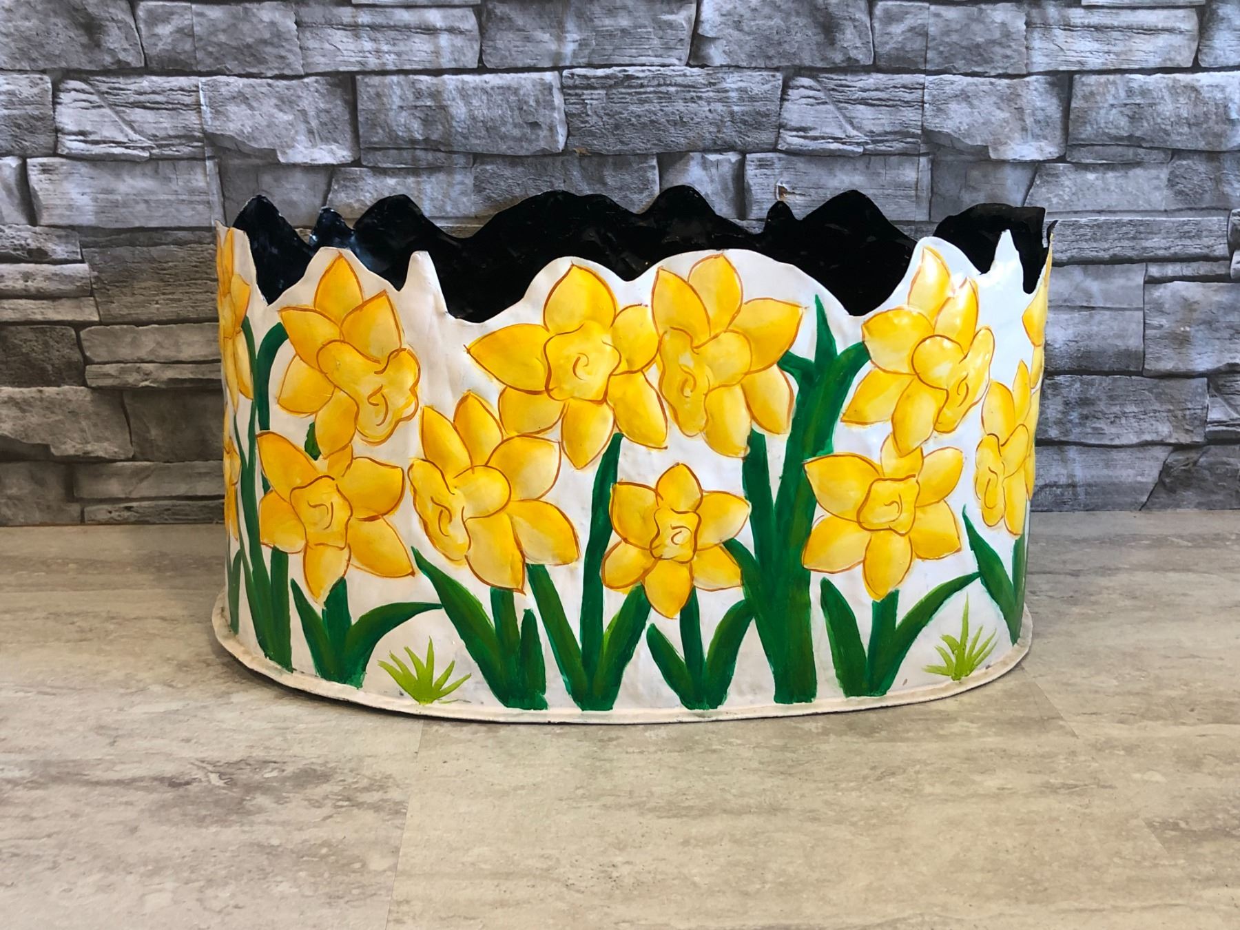 Hand Painted Decorative Planter Box - 17"L x 8"W x 9"H