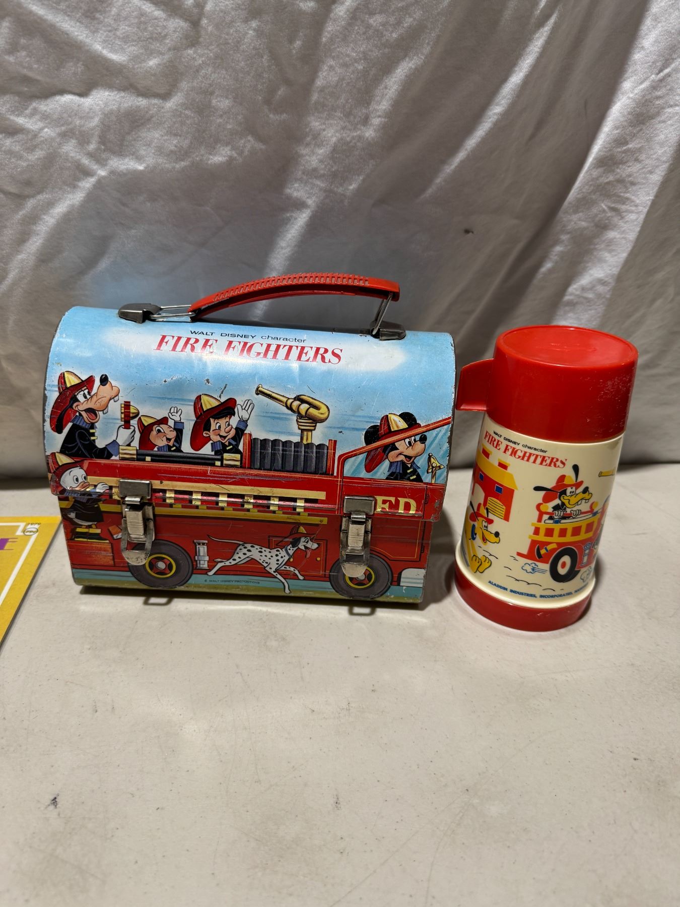 1969 Aladdin Disney Firefighter Lunch Pail With Thermos