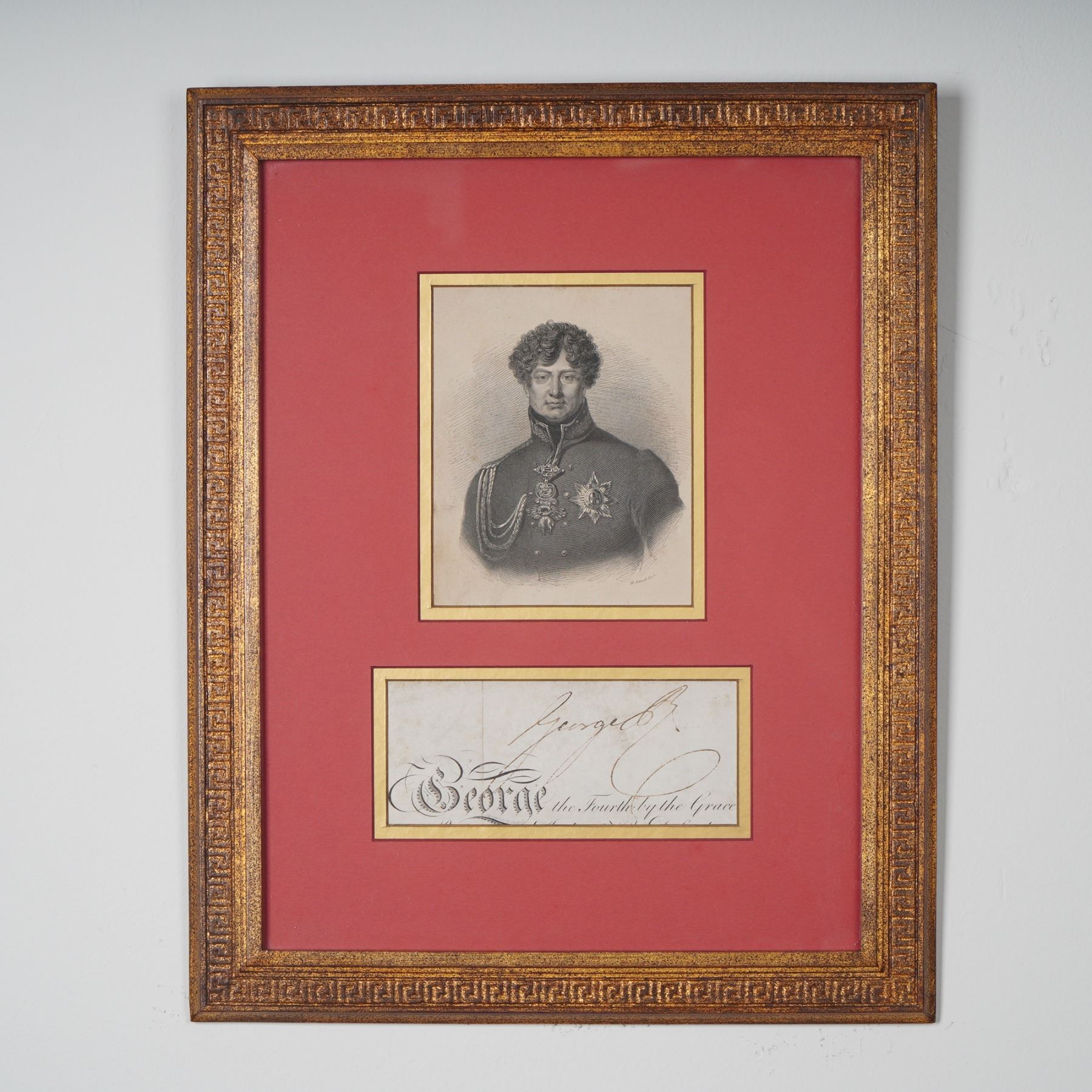 Engraved Portrait & Signed Document of King George IV of the United Kingdom
