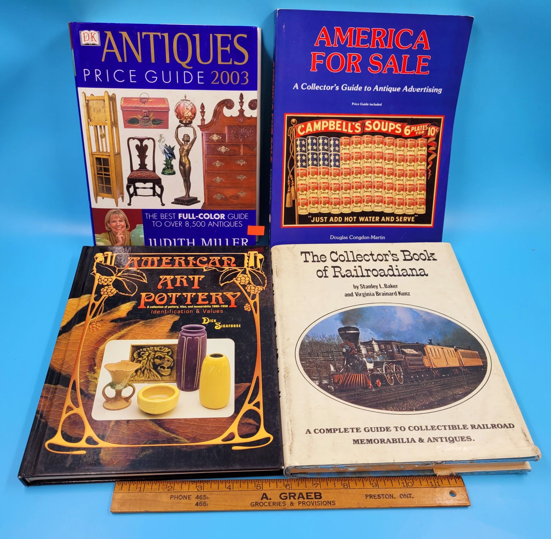 4 Collector's Guide Books (Antiques, Pottery, Railroadiana, etc.)
