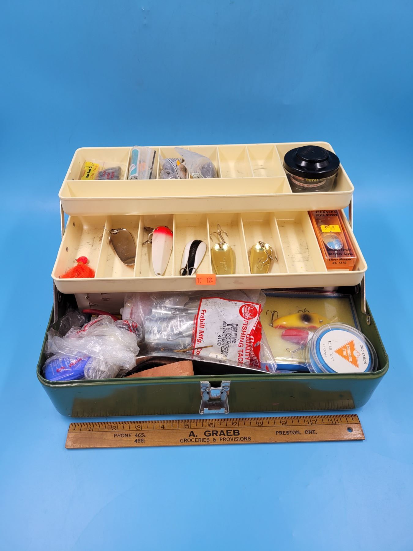 Green Metal Victor Tacklebox w/ Fishing Supplies