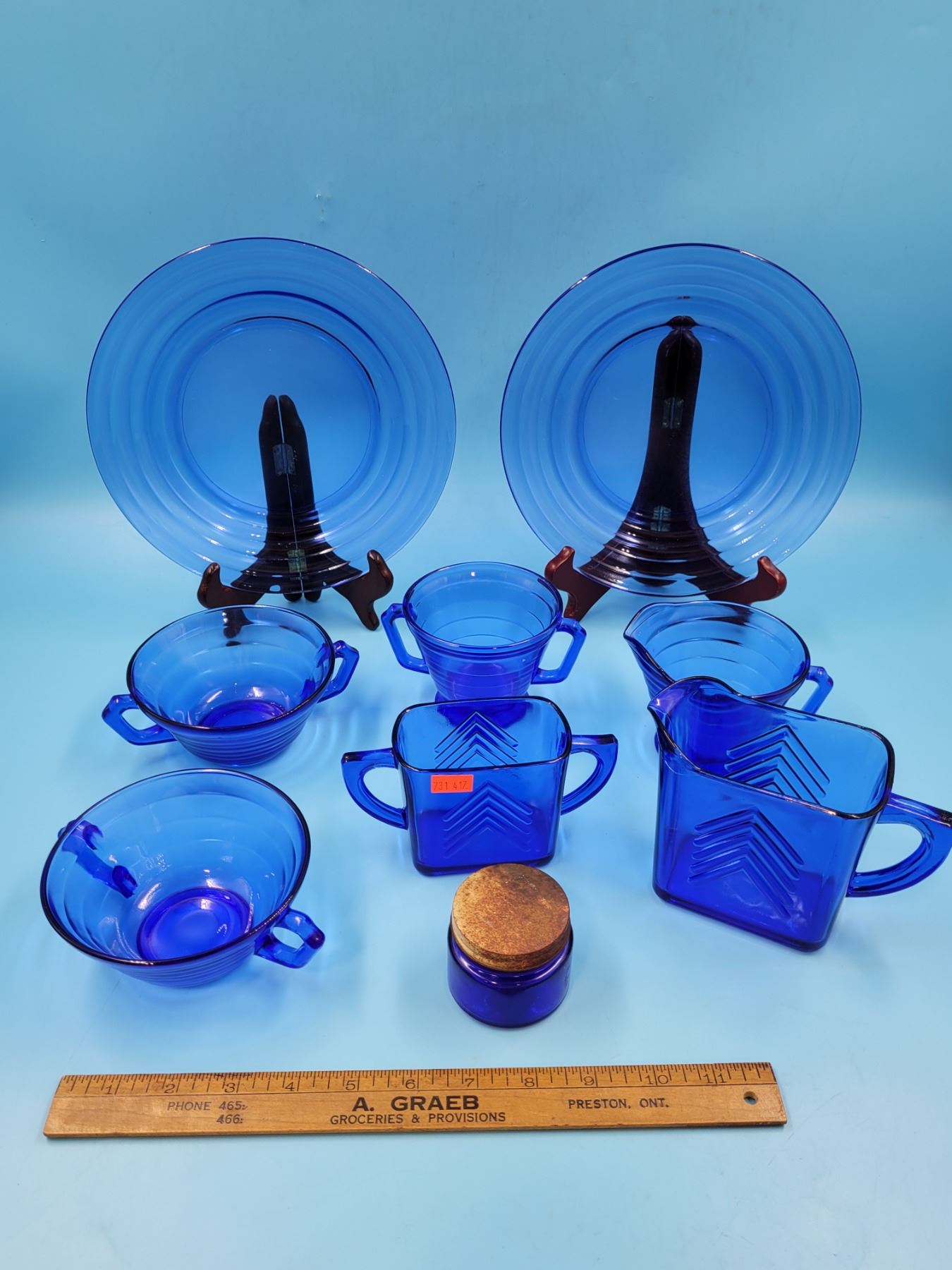 VTG Cobalt Blue Hazel Atlas Glass Plates & Dishes