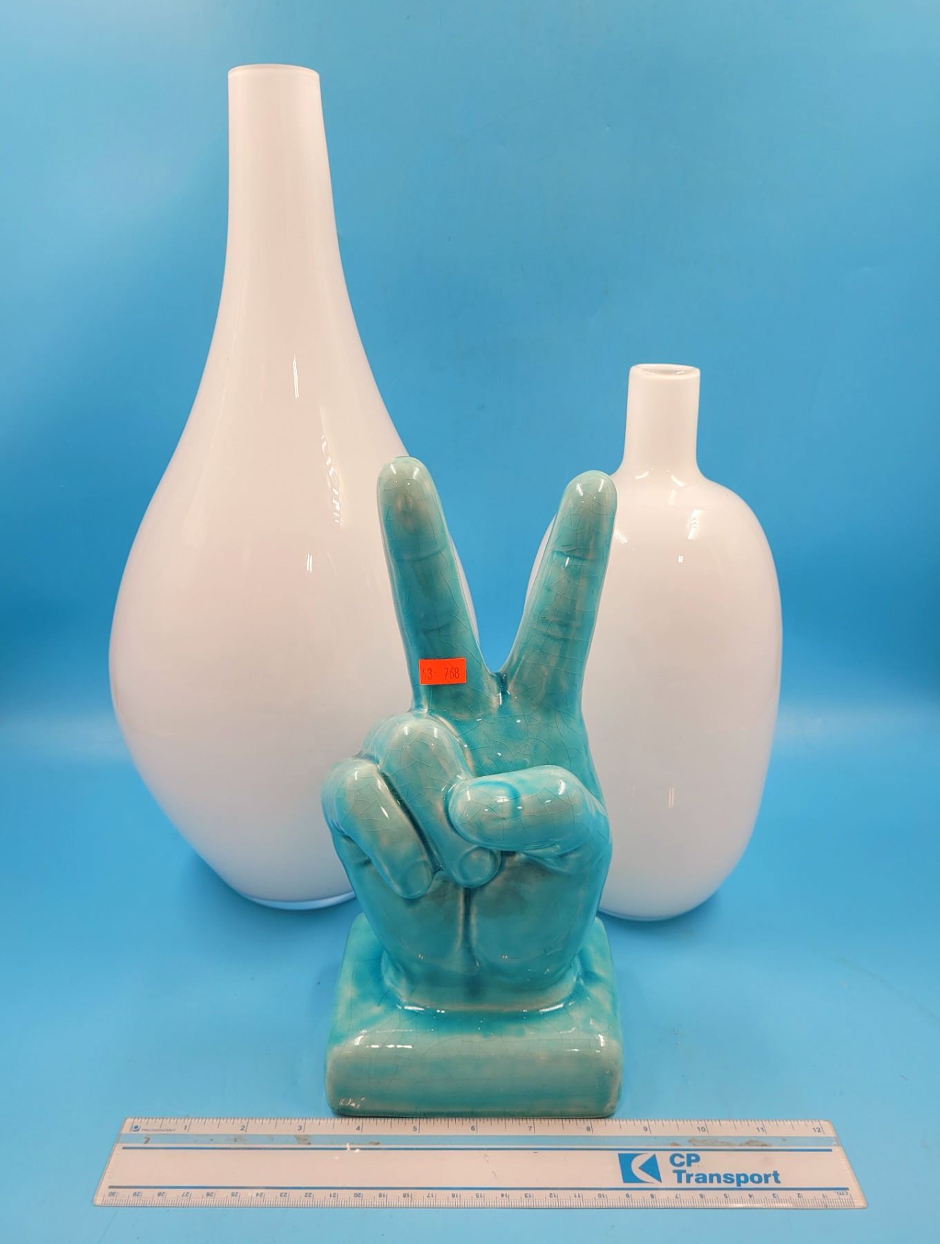 Ceramic Lot w/ 2 Vases & Peace Sign