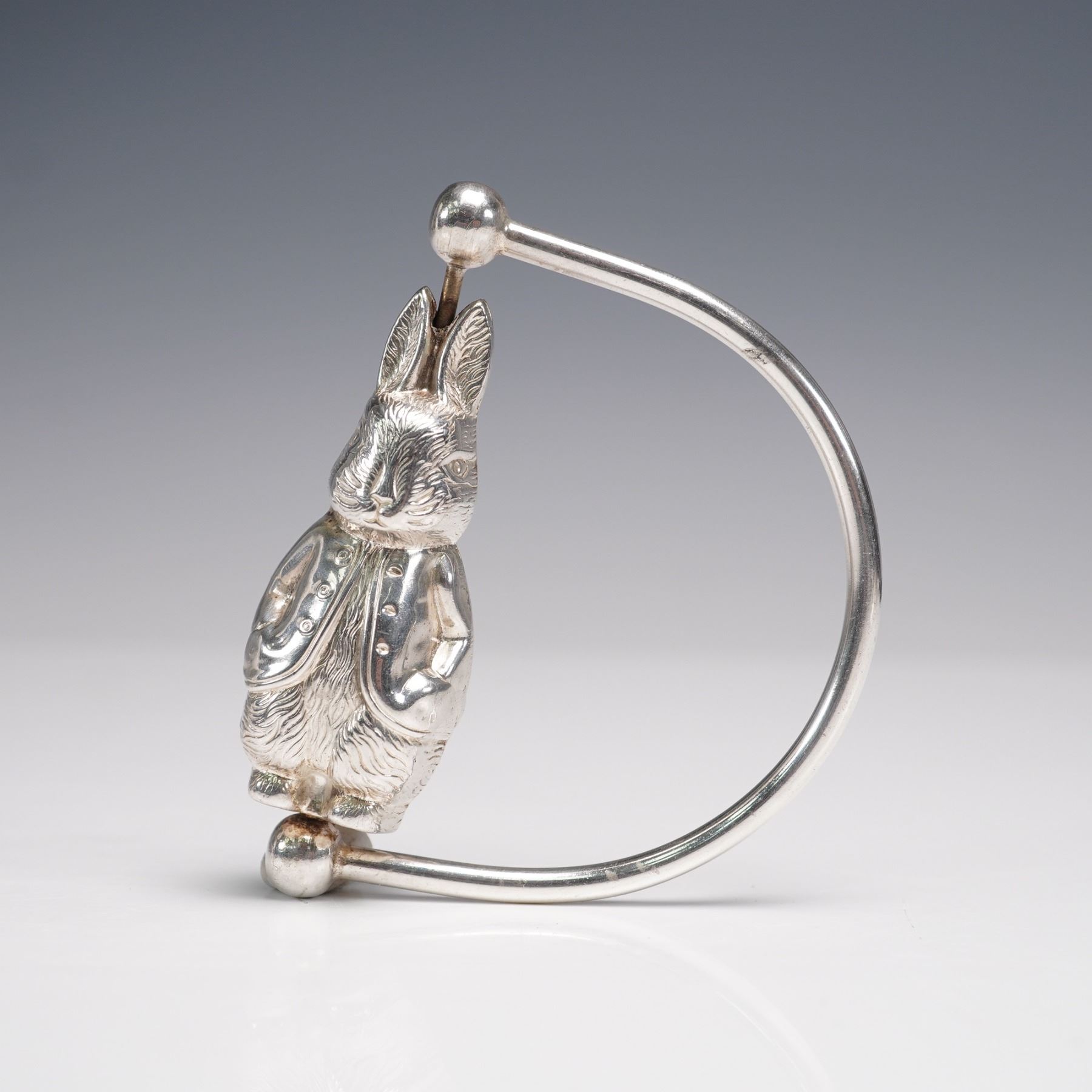 Silver-Tone Peter Rabbit Figural Baby Rattle