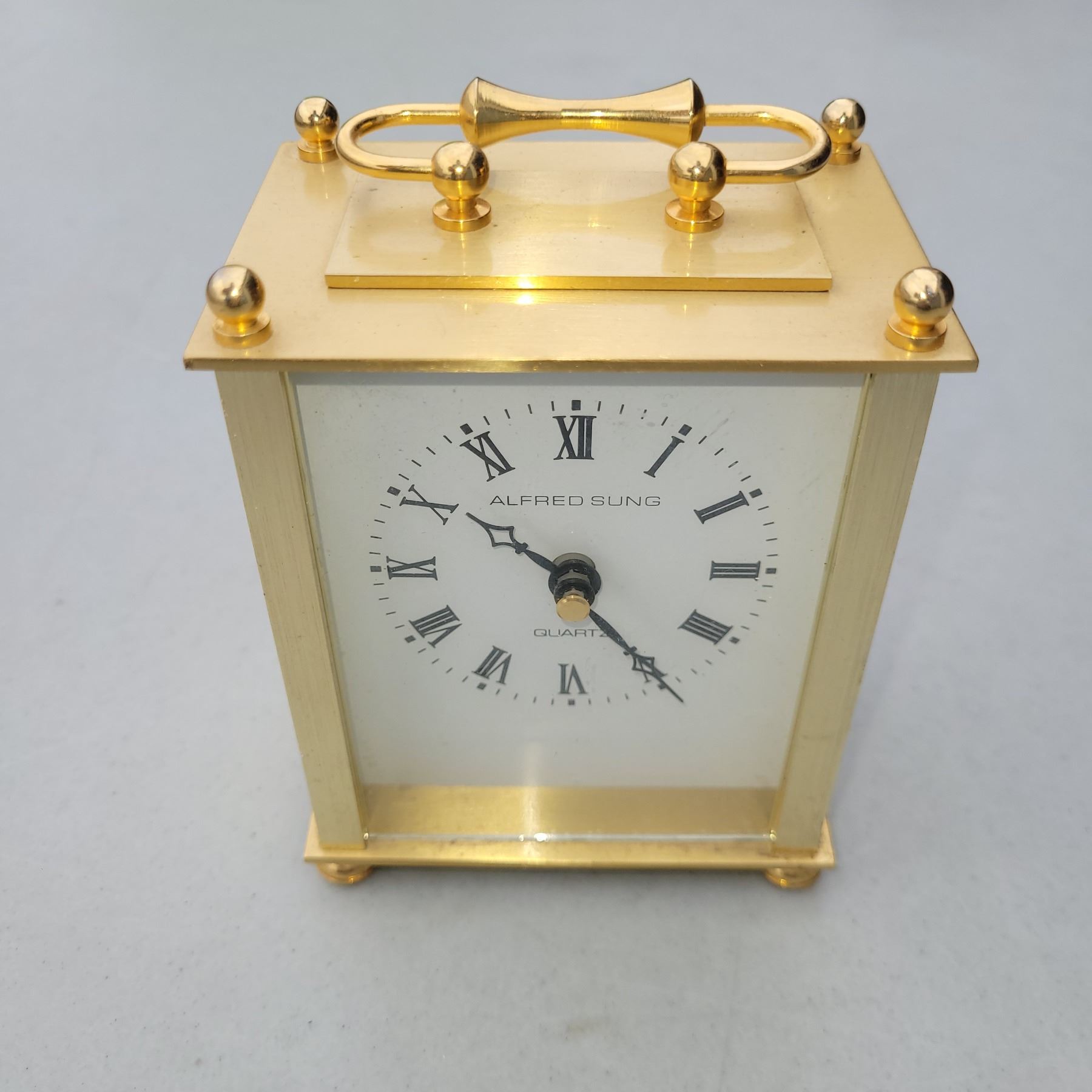 Alfred Sung Battery Operated Brushed Brass Clock