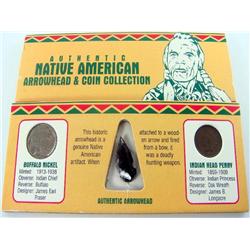 Authentic Native American Arrowhead & Coins