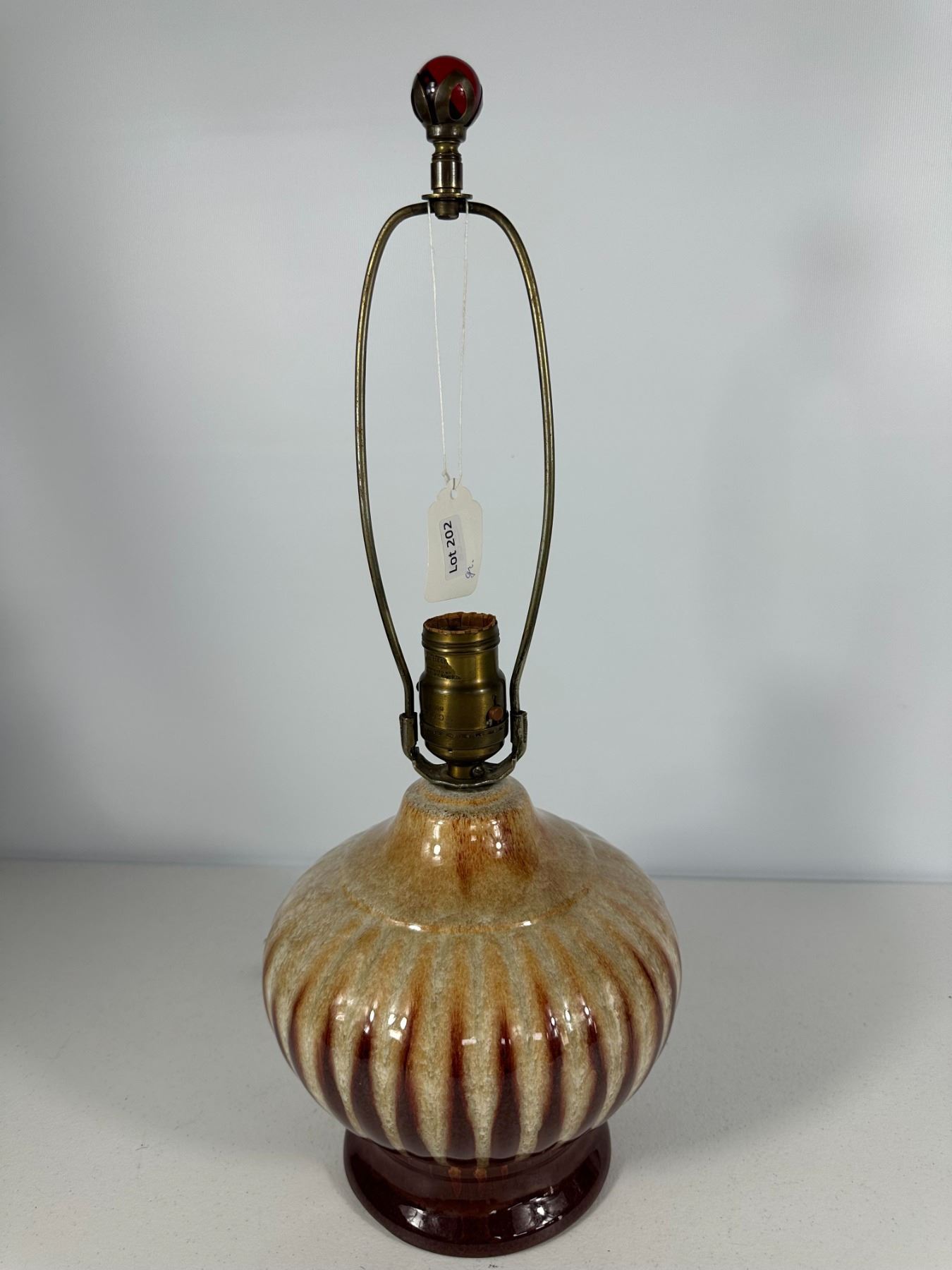 Vintage Drip Glaze Pottery Lamp, Possible Medalta