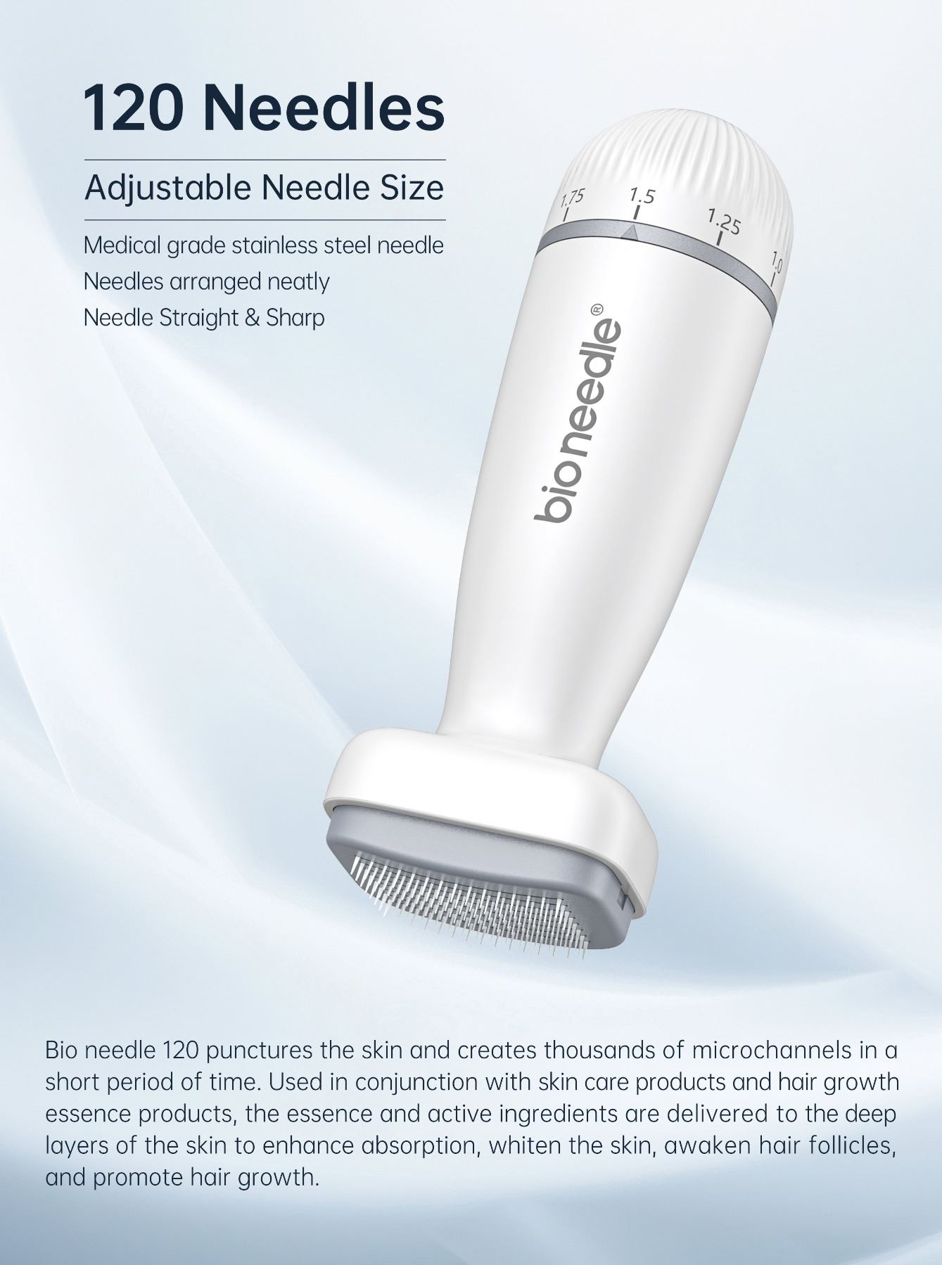 Bio Needle 120 Adjustable Derma Stamp Micro-Needle Microneedling Face ...