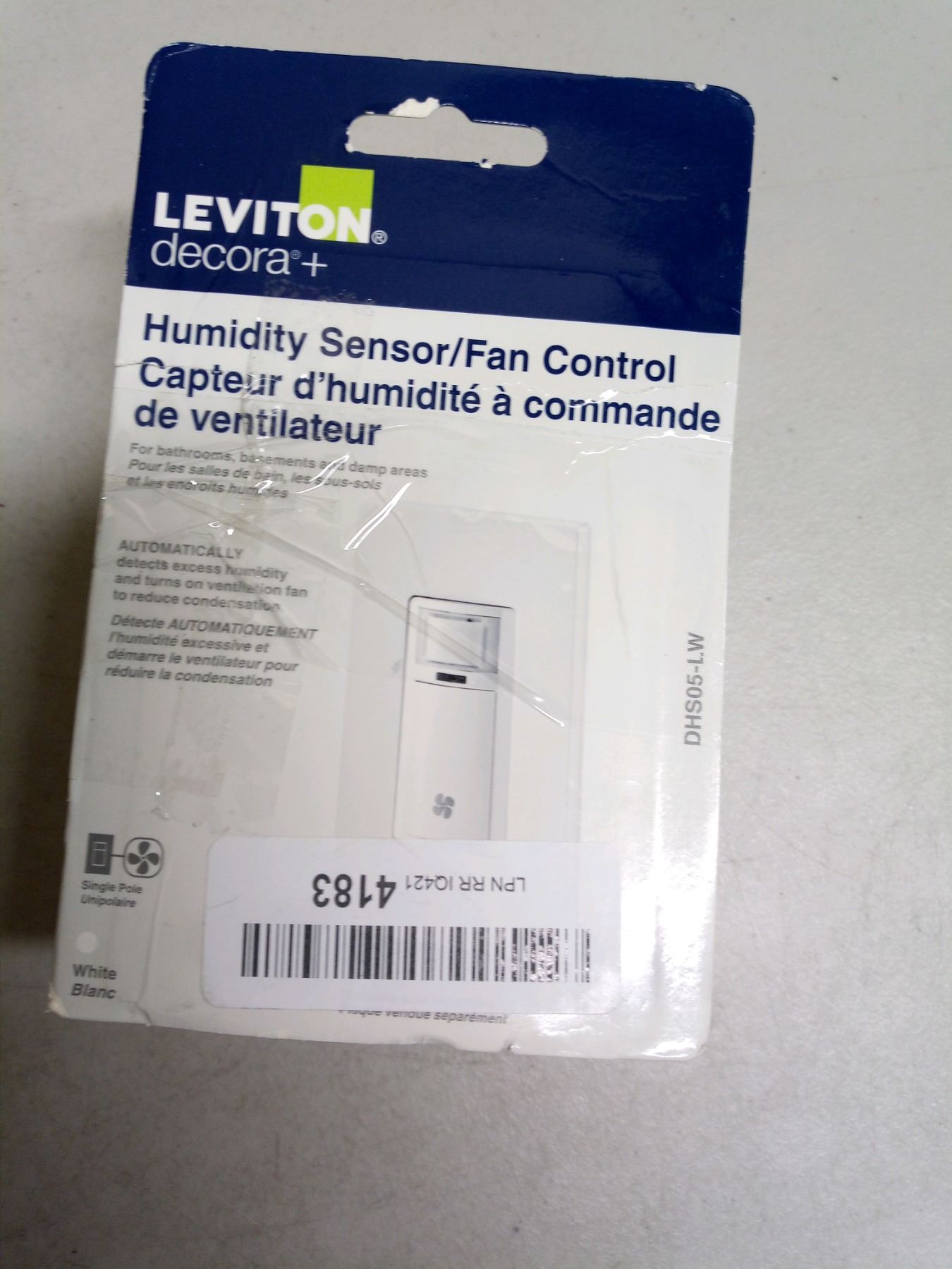 Leviton Decora In-Wall Humidity Sensor And Fan Control Switch 1/4 Hp ...