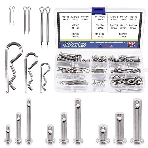 Glarks Clevis Pin/Cotter Pin/Hair Pin/Dowel Pin Assortment Set 15 Size ...
