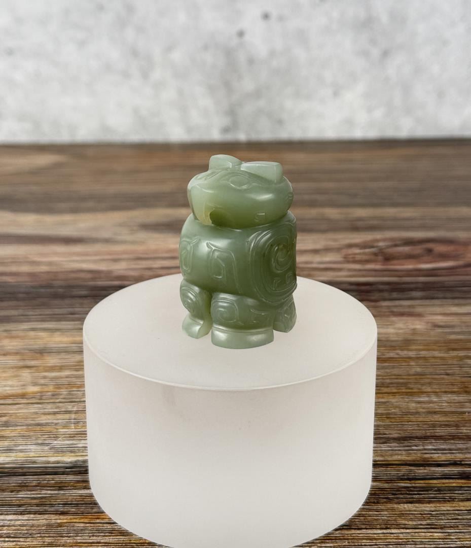 Northwest Coast Indian Jade Raven Carving