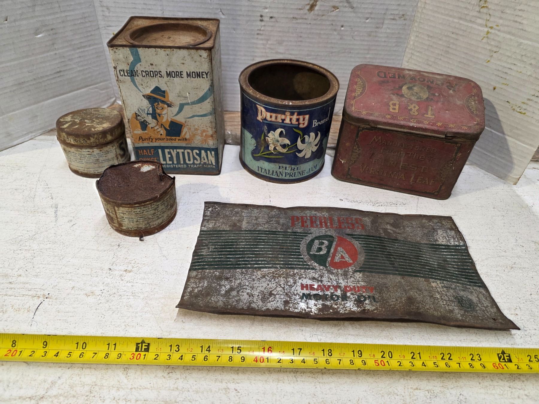 Vintage tins- snap hand cleaner, TB renowed purity jam, BA flattened ...