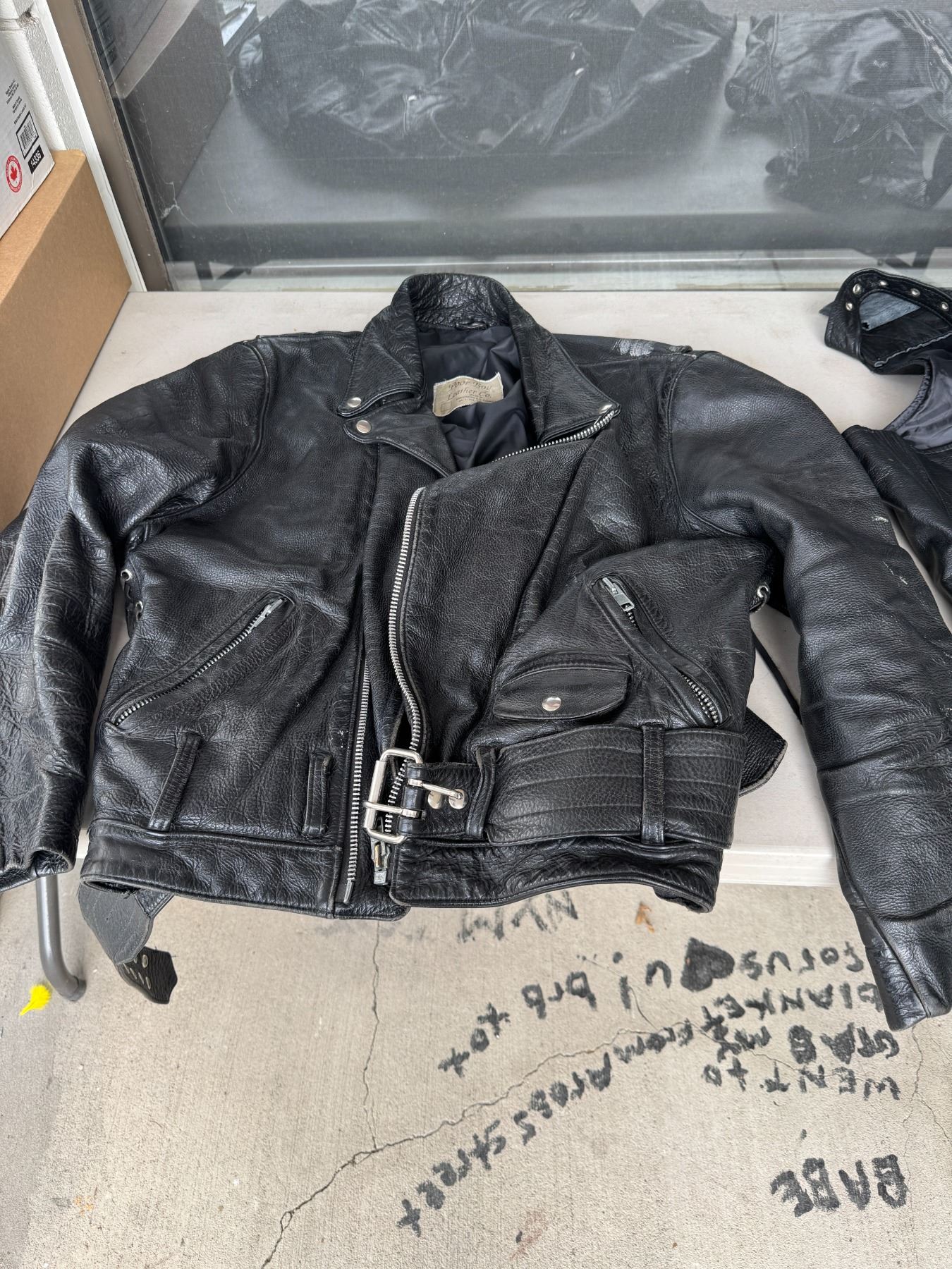 Poor boy, leather company, leather jacket size not shown