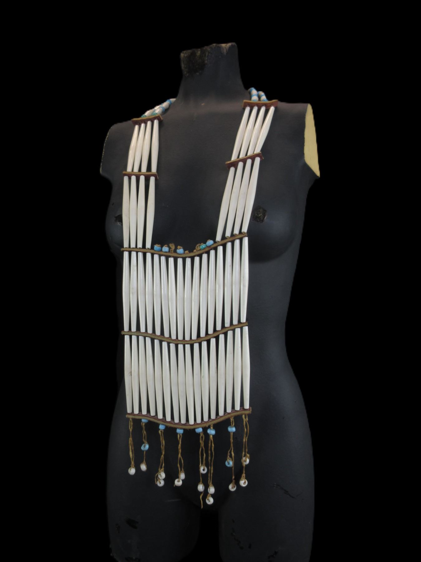 Contemporary Native Breastplate with Beaded Drops- 26" X 6.25"