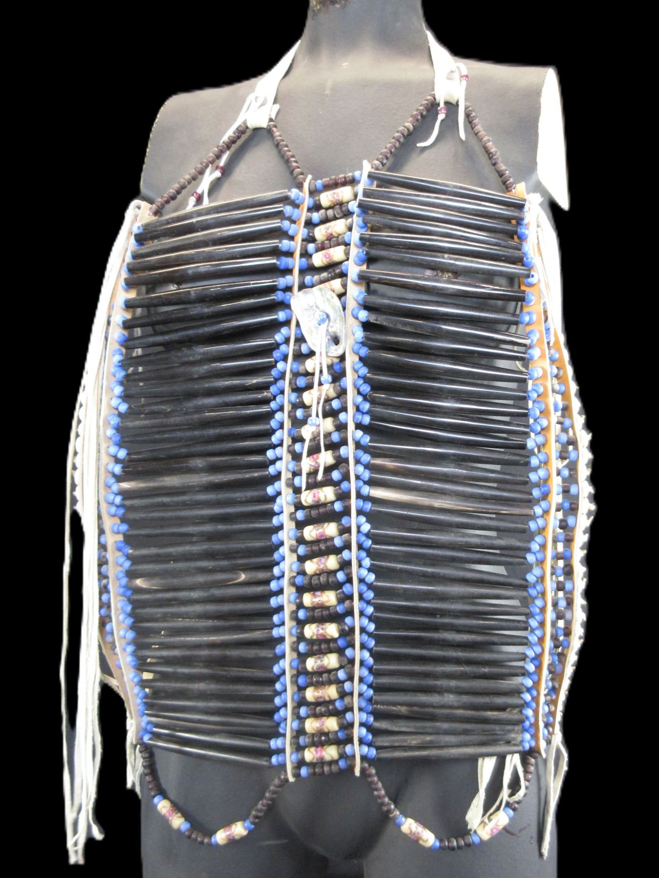 Contemporary Fringed And Beaded Breastplate- 16" X 13"