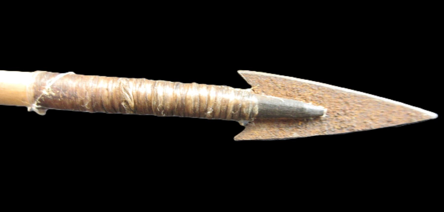 Early Crow Indian Arrow From Eastern Montana- Iron Arrowhead- 25"
