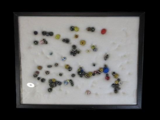 16" X 12" Shadow Box Full Of Trade Beads