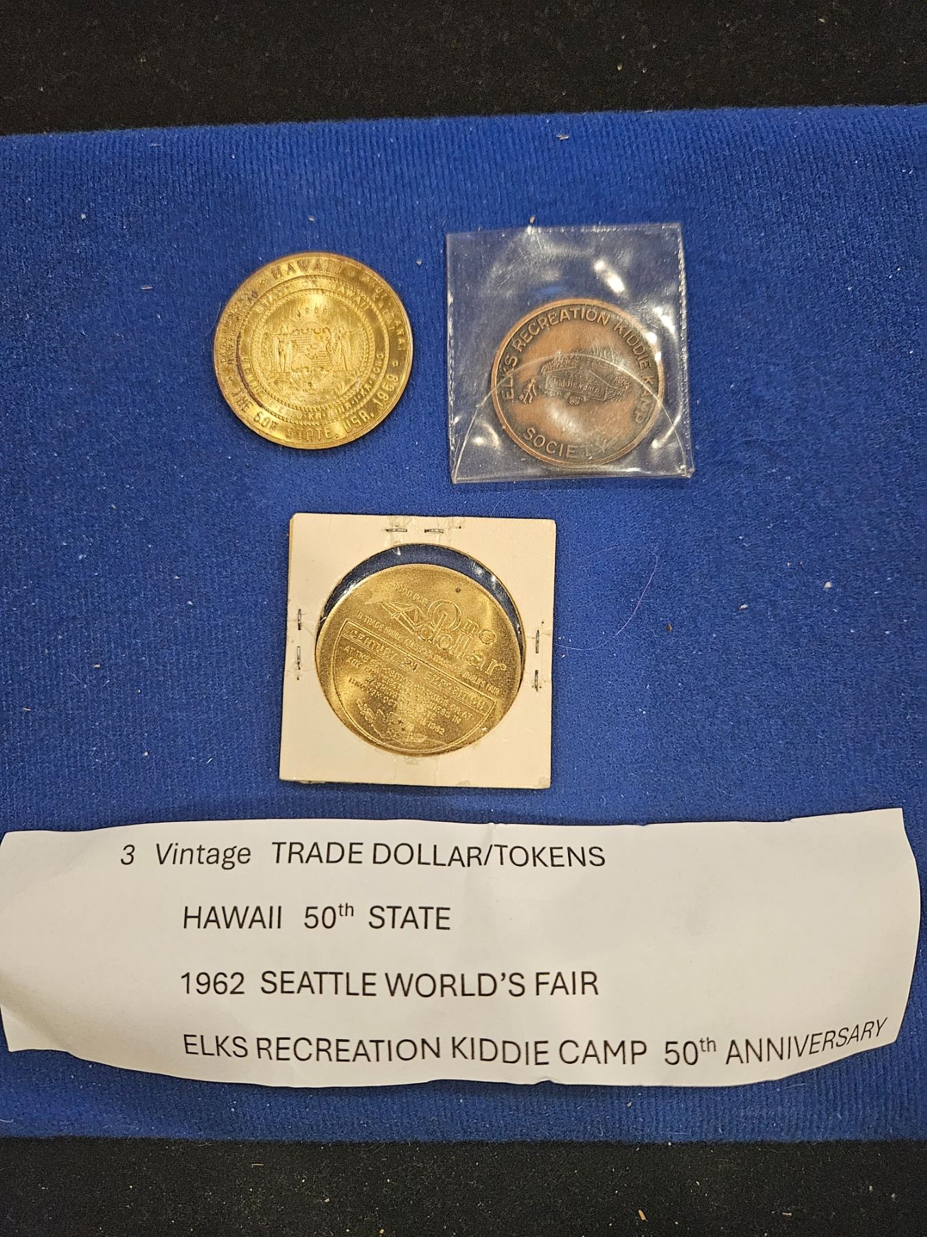 3 vintage Trade dollars/tokens