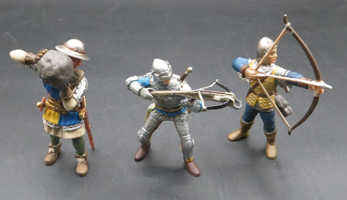 3 Schleich Fighter Figures Archer, Foot Solider With Stone & Fighter ...