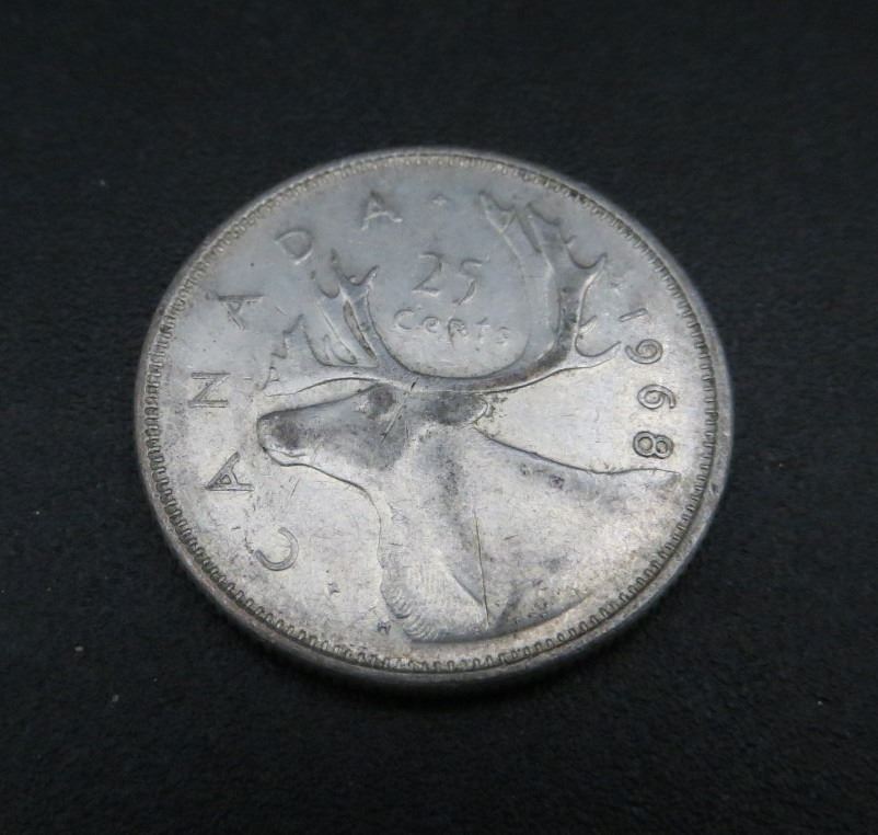 1968 Canadian Silver Quarter (non-magnetic)
