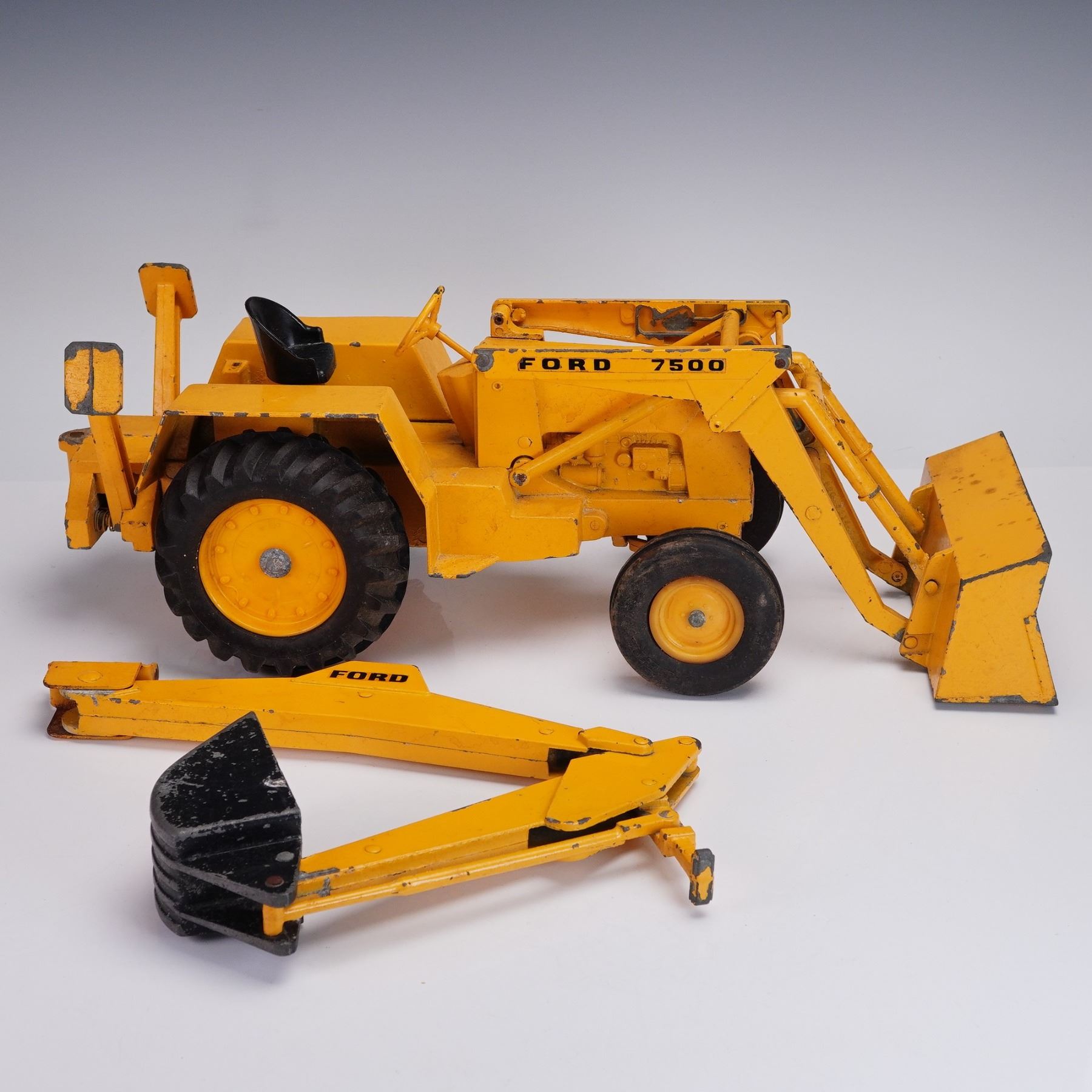 Ford 7500 Pressed Steel Tractor Loader Backhoe Toy