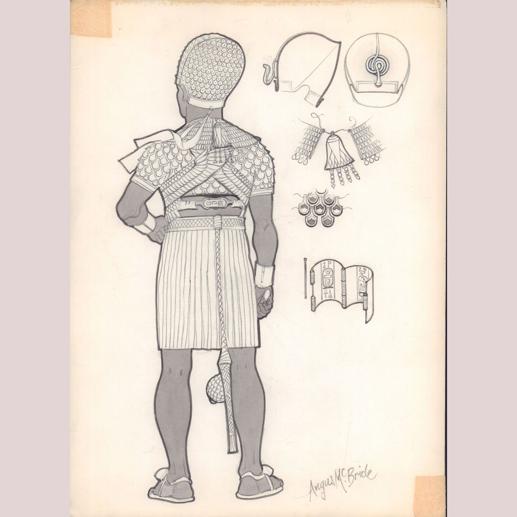 Angus McBride Gouache Drawing, Egyptian Warrior, Signed