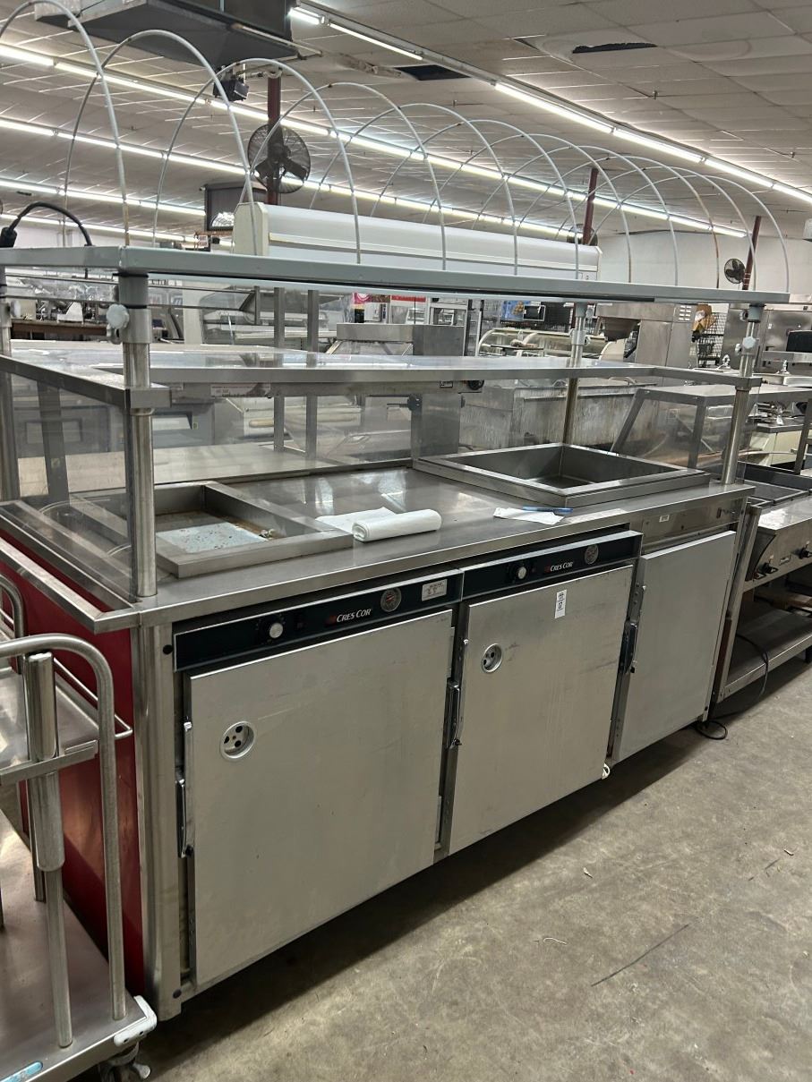Large Rolling Heated Workstation w/Double Crestcore Cook & Hold Units