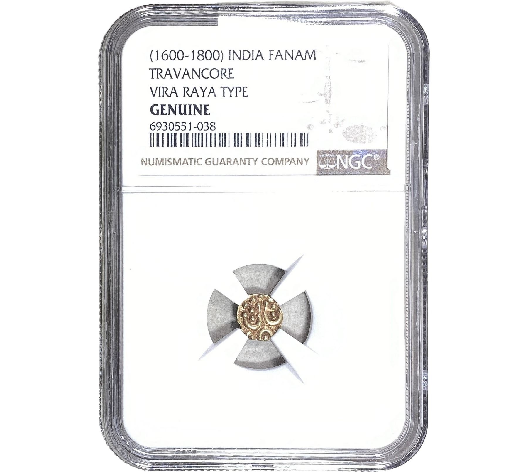 1600-1800 india Fanam Gold Travanvore Vira Raya