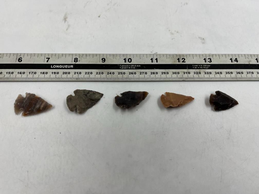 5 Authentic Hand Carved Indigenous Arrow Heads