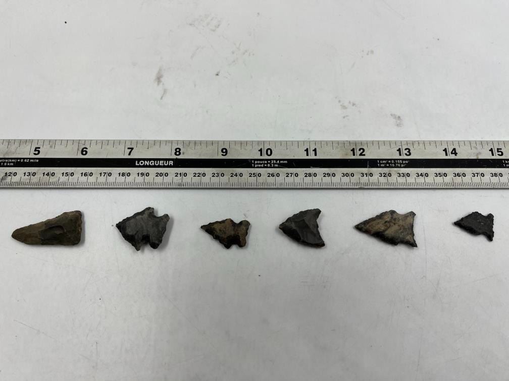 6 Authentic Hand Carved Indigenous Arrow Heads