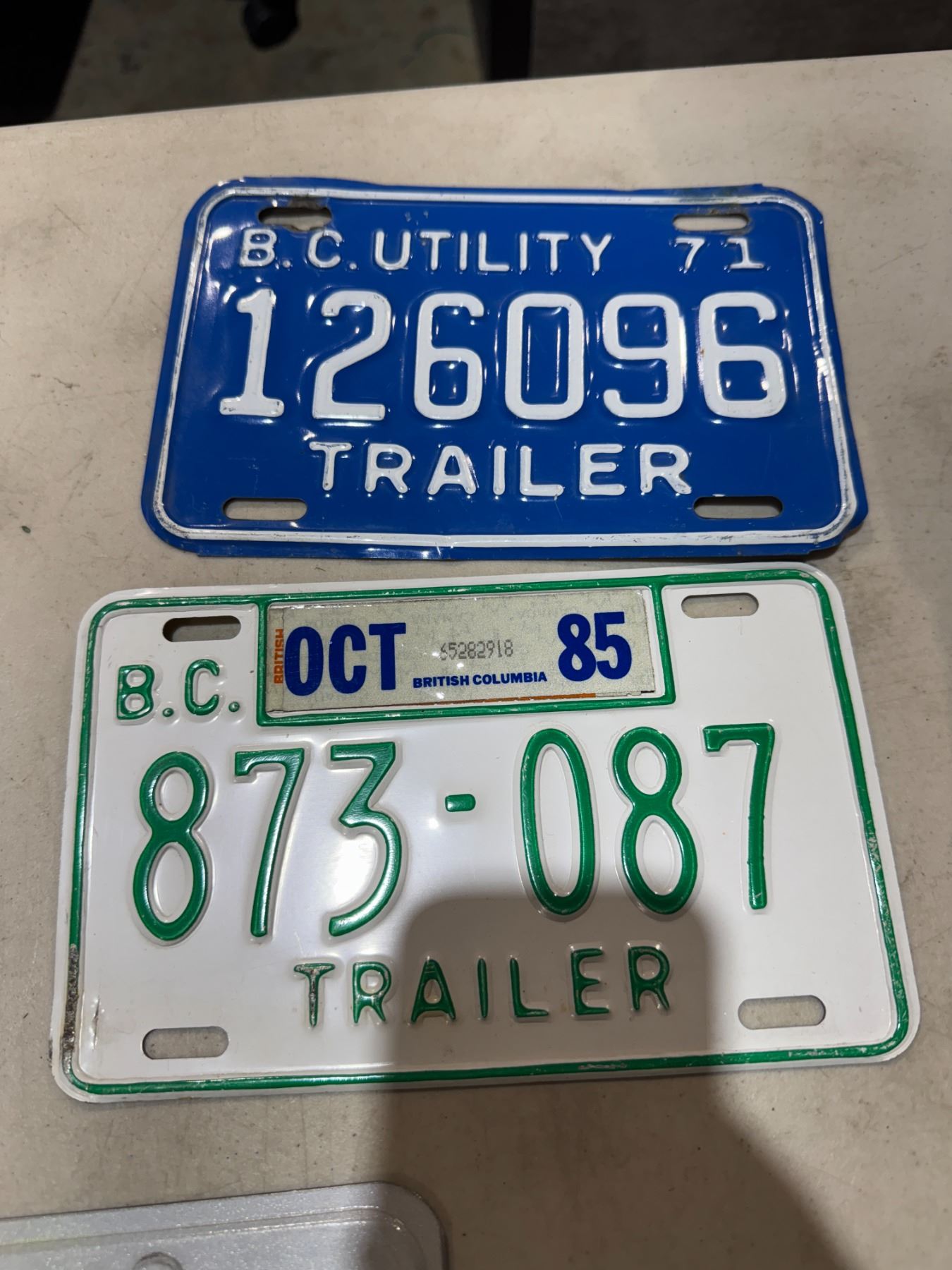 BC utility trailer and other trailer license plate