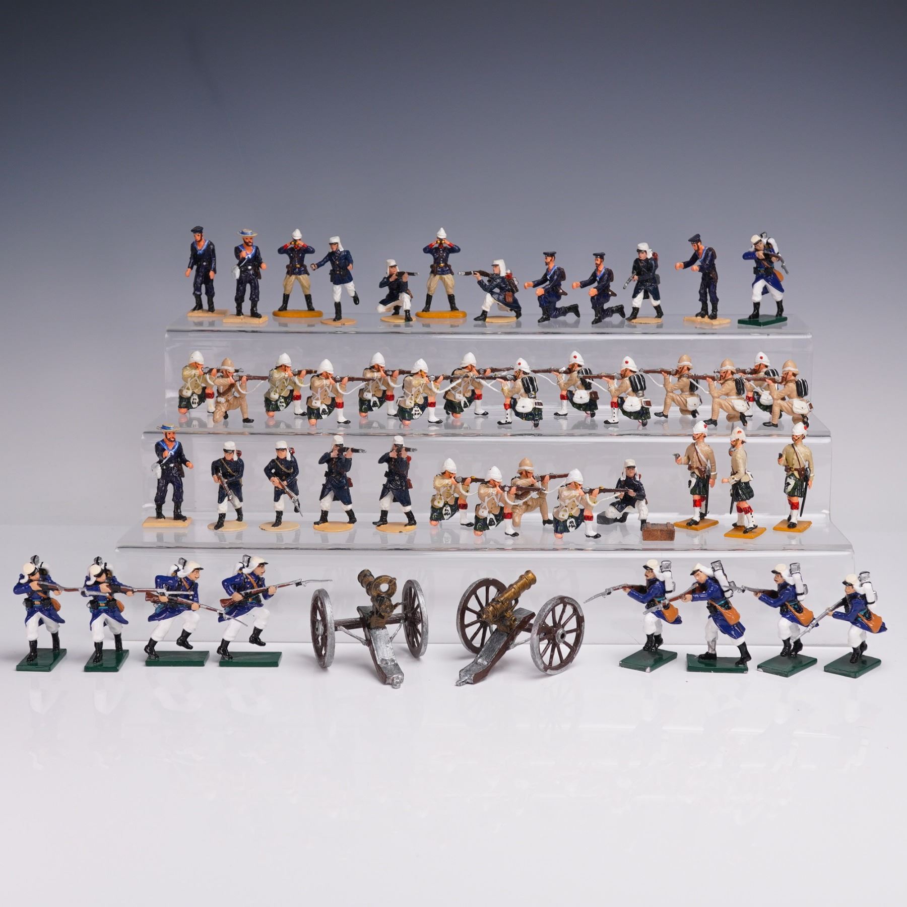 50pc Painted Metal Toy Soldiers, Colonial Infantry