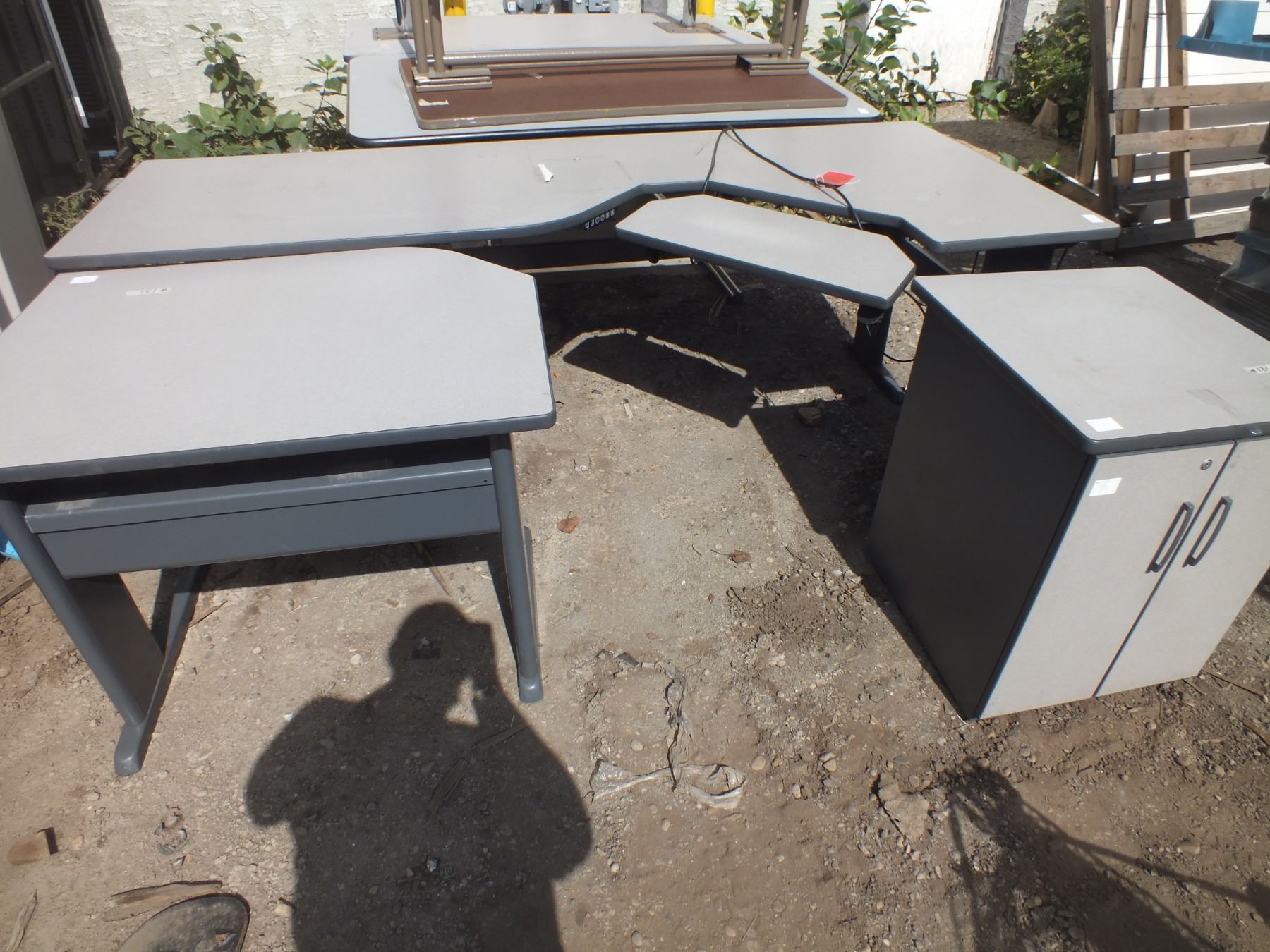 Adjustable Desk w/ Small Cabinet & Table