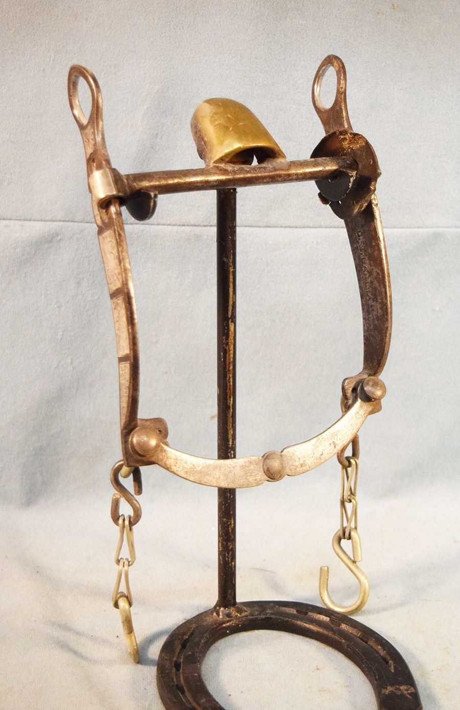 G.S. Garcia silver mounted spade bit, swivel cheek with roller and rein ...
