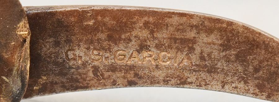 G.S. Garcia silver mounted spade bit, swivel cheek with roller and rein ...