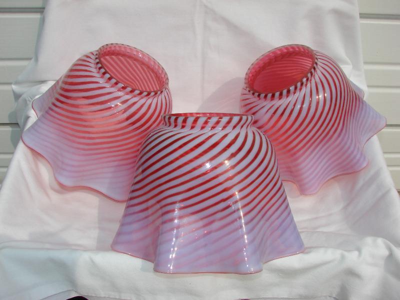 3 Cranberry Glass Light Shades