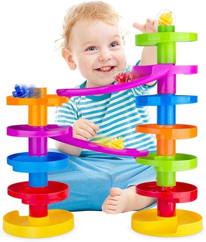 Ball Drop Educational Toy With Bridge - Advanced Spiral Swirl Ball Ramp ...
