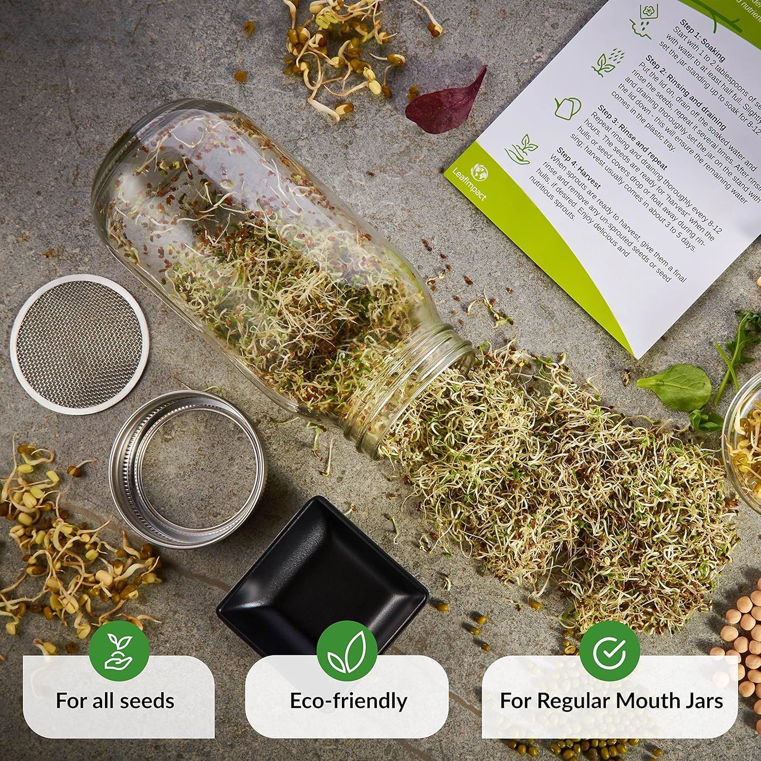 Leafimpact Seed Sprouting Jar Lids 2 Pack