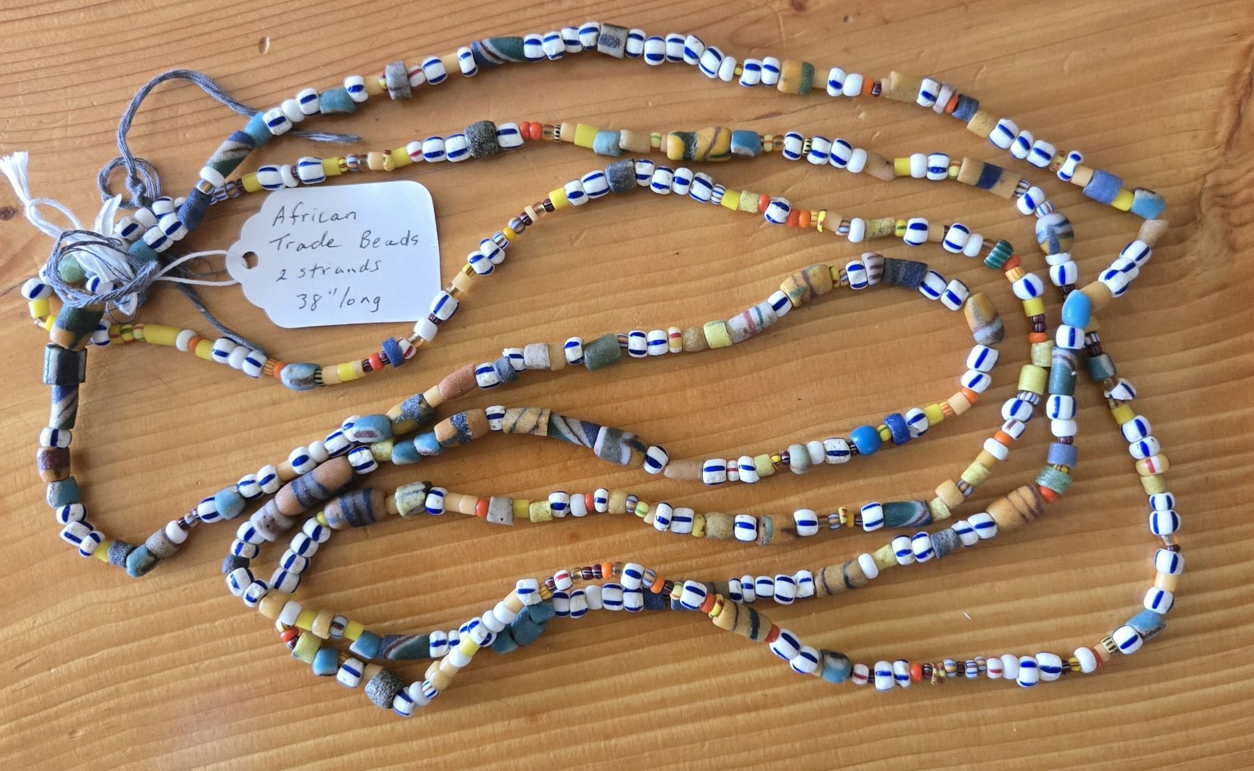 Two 38” Strands of Mixed Antique Trade Beads