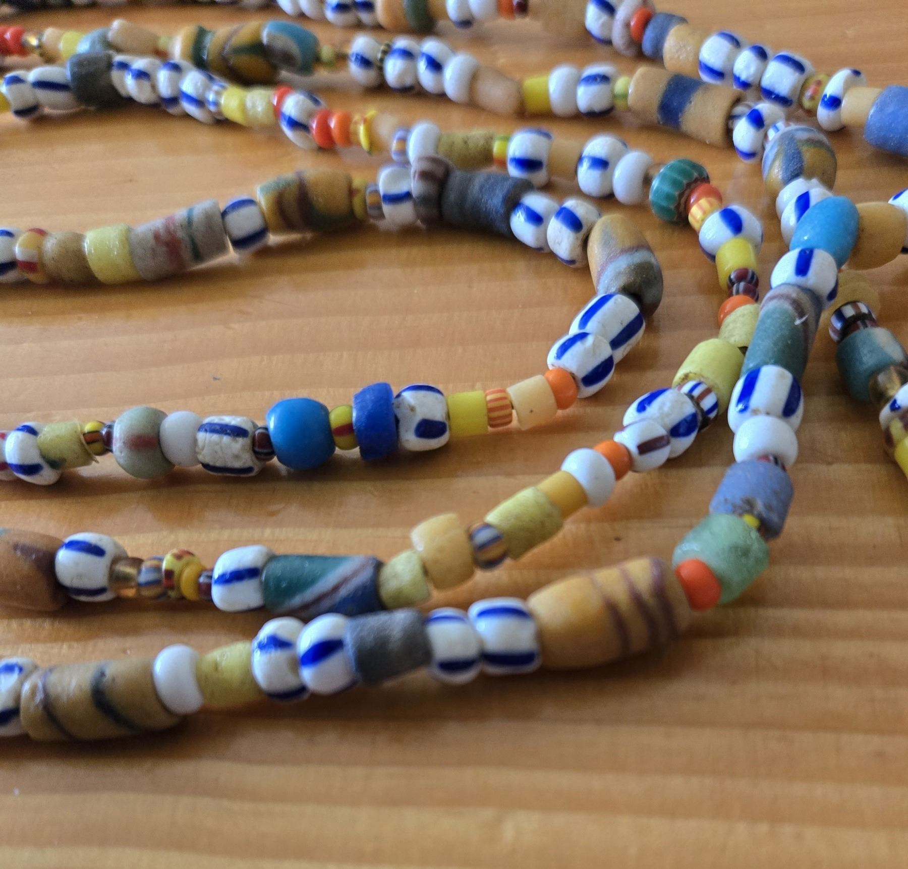 Two 38” Strands of Mixed Antique Trade Beads