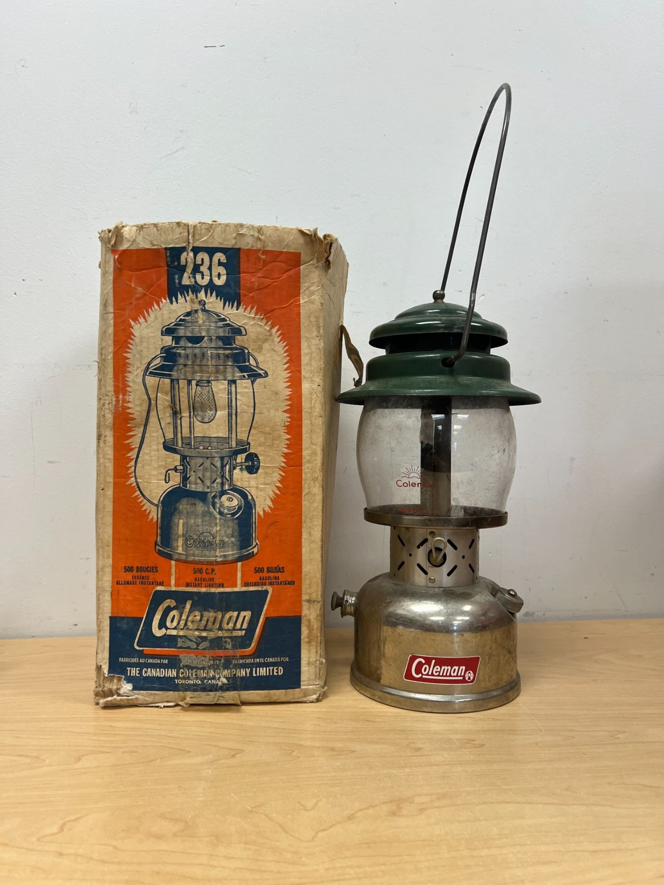 Vintage Coleman 236 Lantern with Box - box is rough - not tested, see ...