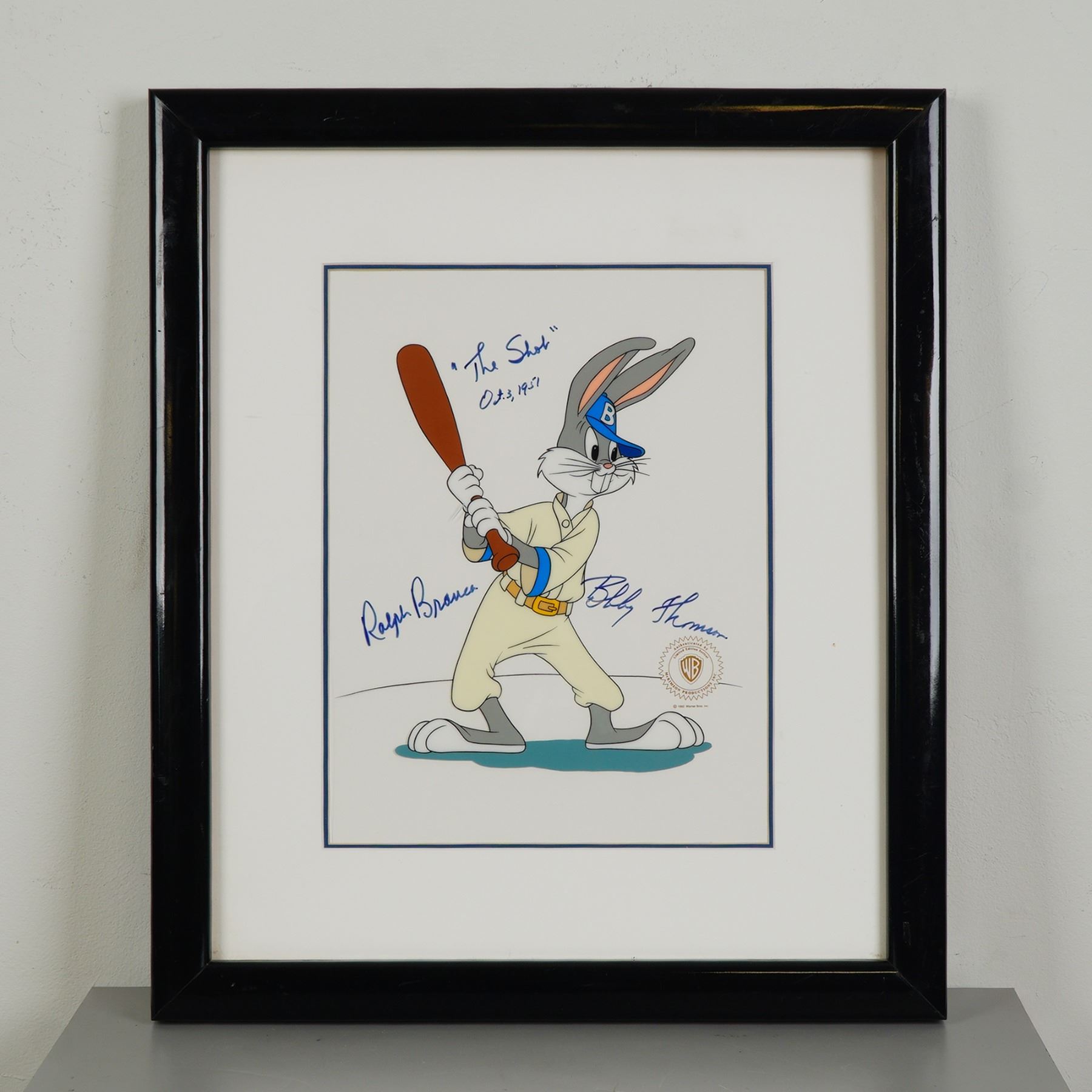 Warner Bros. Baseball Bugs Cericel, Ralph Branca & Bobby Thomson Signed