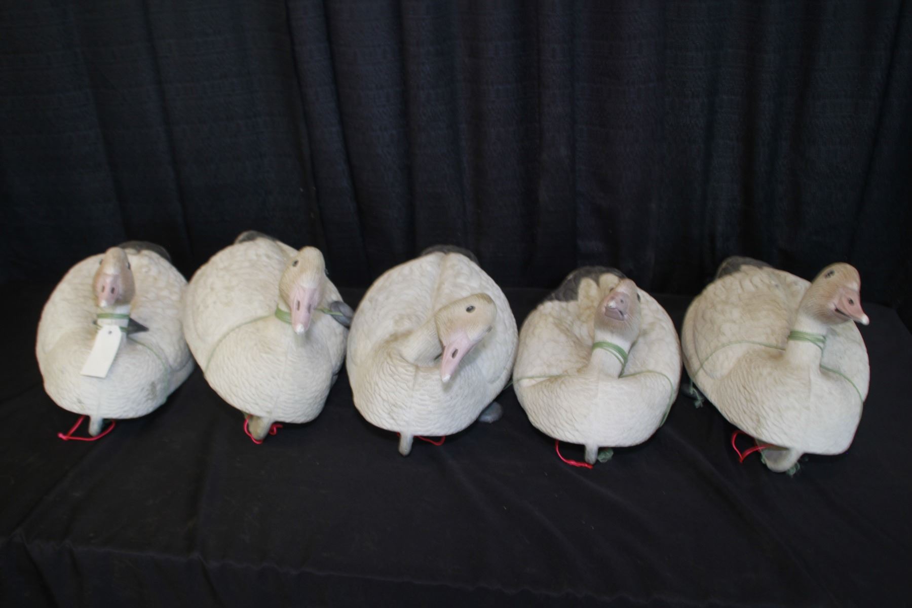 Lot of (5) vintage floater sno geese decoys with weights. 22".