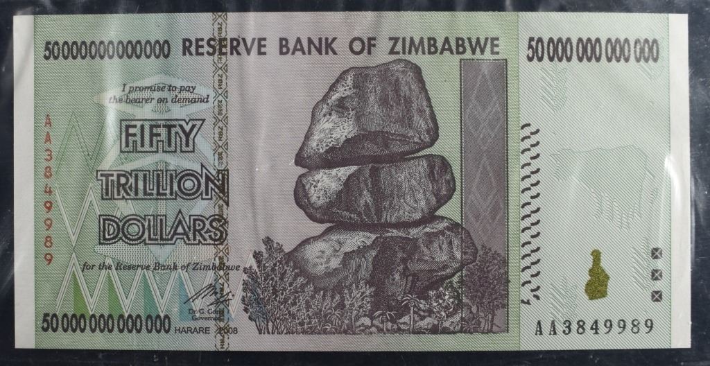 ZIMBABWE 50 TRILLION DOLLAR NOTE CRISP UNC