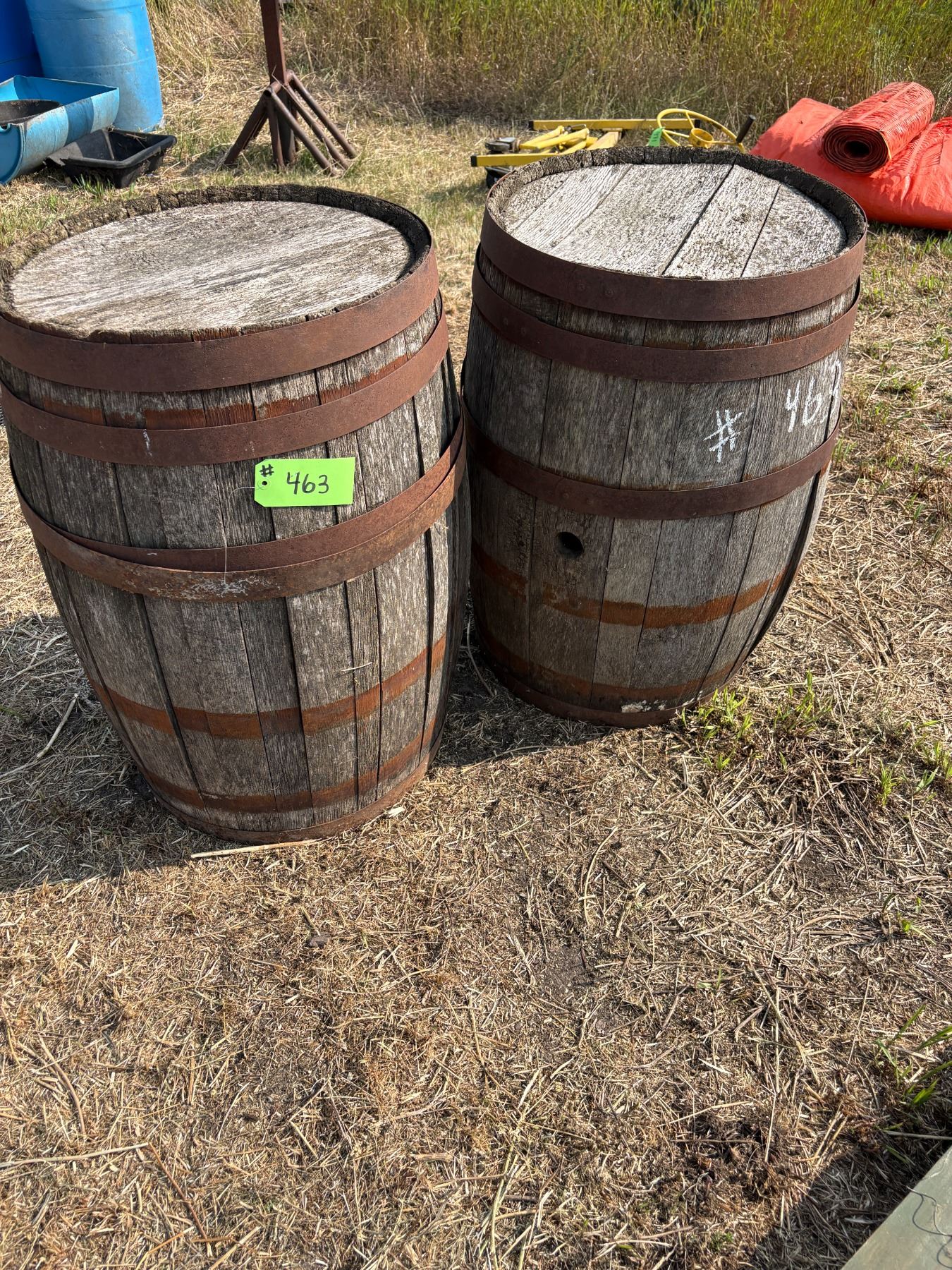 2 oak barrels selling together