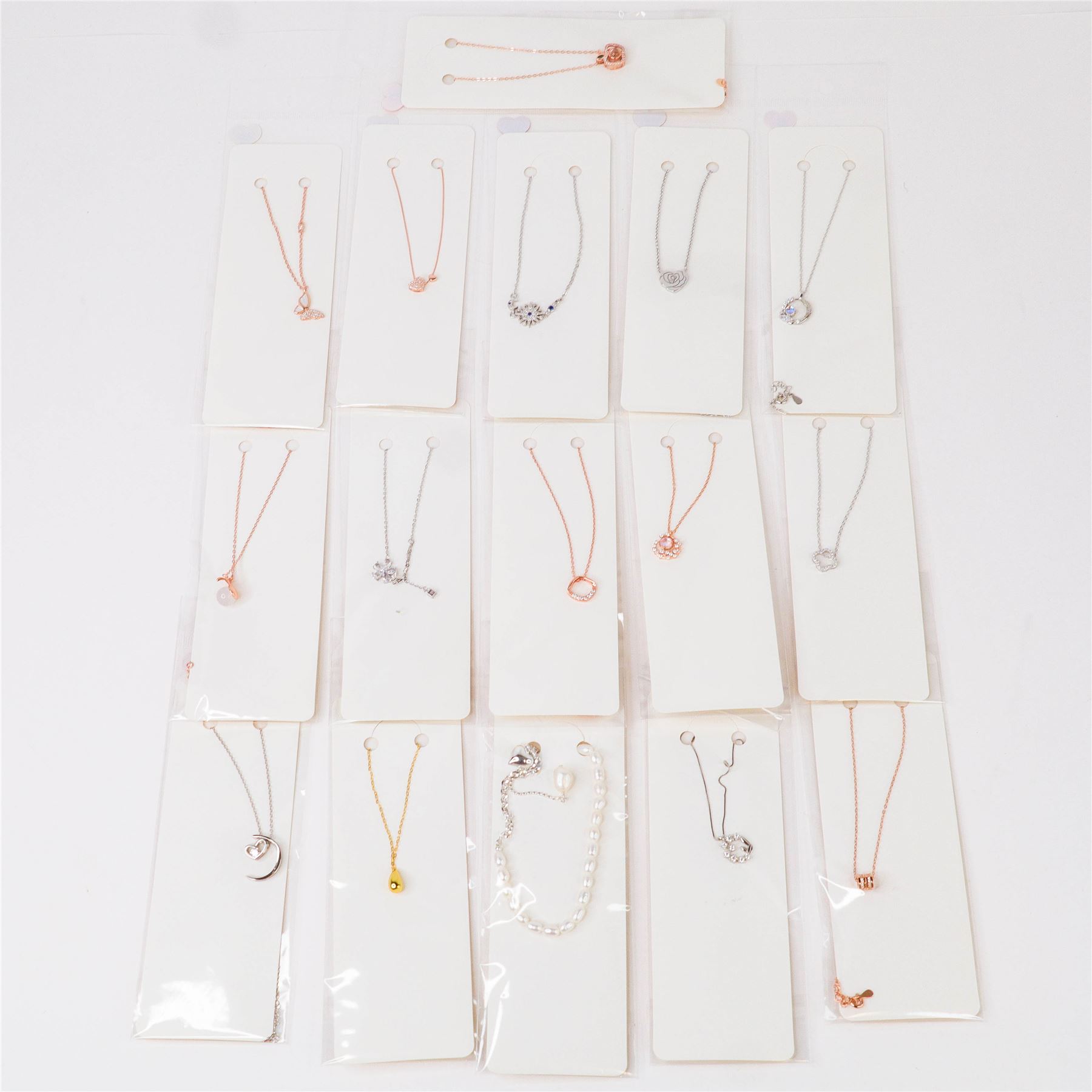 Collection of 16 New Old Stock Sterling Silver 925 Necklaces Resale Ready