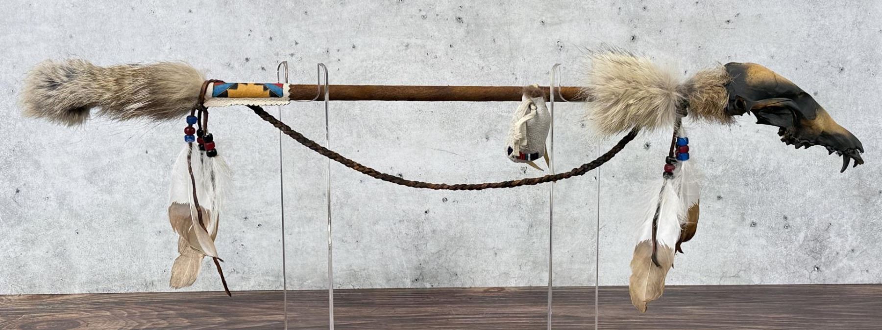 Native American Indian Coyote Skull Medicine Stick