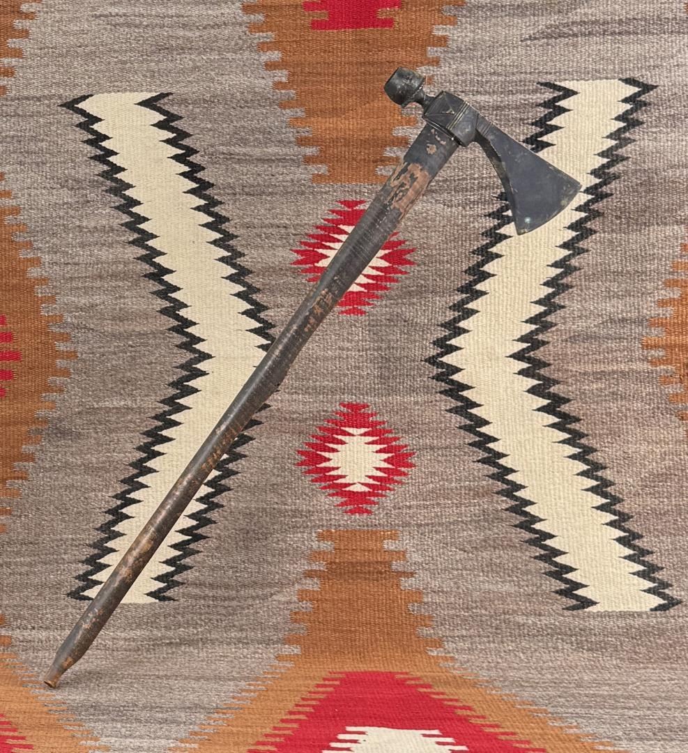 Antique Plains Indian Brass Peace Pipe Tomahawk