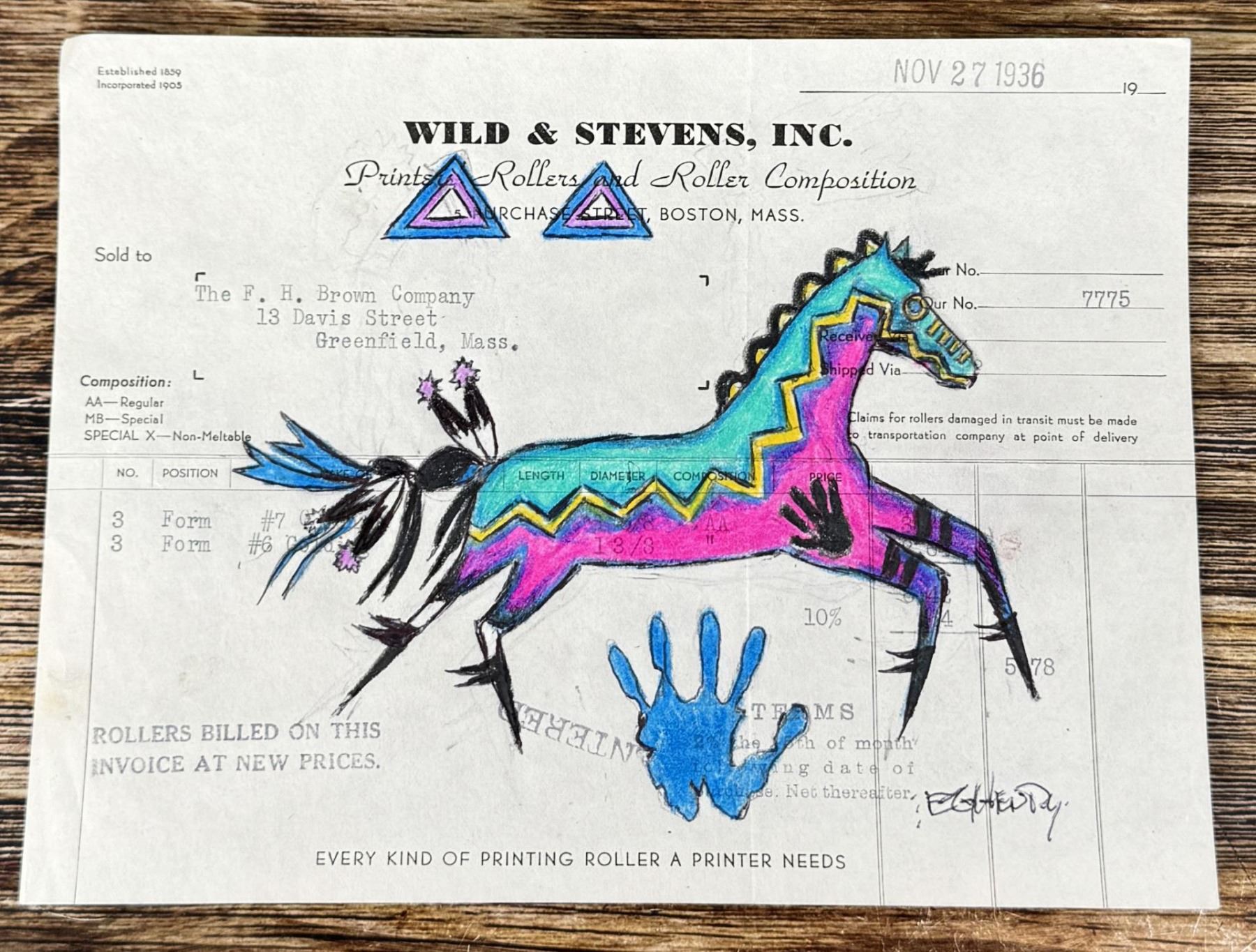Gordon Henry Rocky Boy Cree Ledger Art Painting