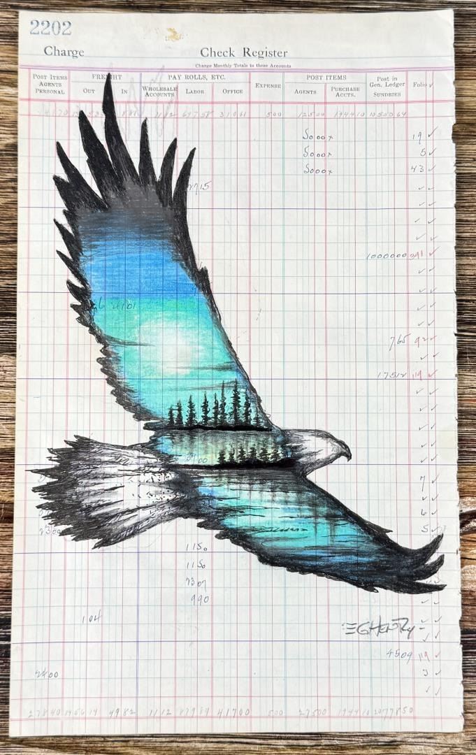 Gordon Henry Rocky Boy Cree Ledger Art Painting